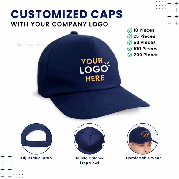 Navy Blue Color Caps For Customization